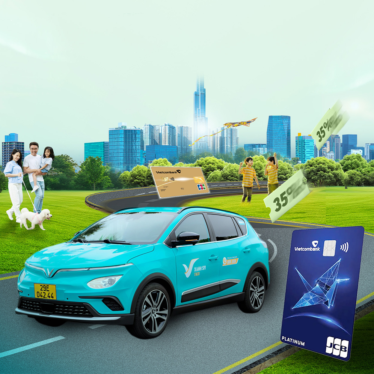 Discount 35% for transportation bill at Xanh SM with Vietcombank JCB card