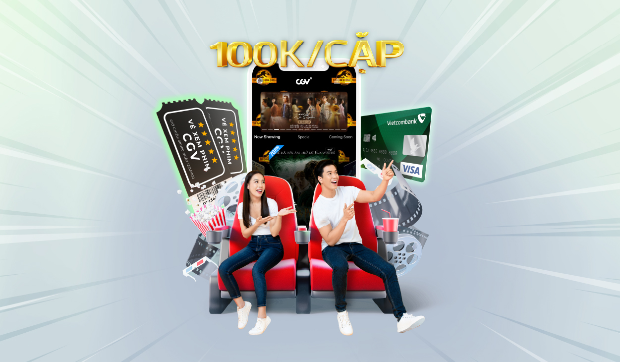 Mua 02 vé xem phim 2D chỉ còn 100K với thẻ quốc tế Vietcombank